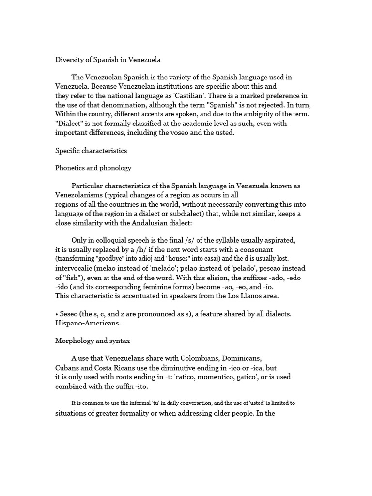 Venezuelan Spanish: Unique Variations | PDF | Spanish Language | Phonetics
