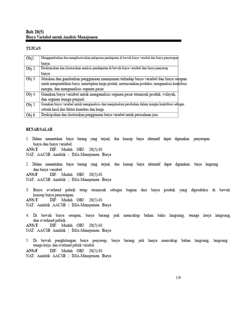 Analisis Biaya Variabel dalam Manajemen | PDF