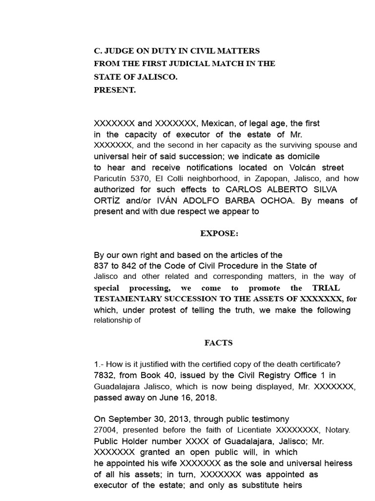 Initial Writing Succession | PDF | Will And Testament | Justice