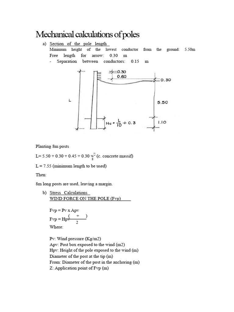 Mechanical Pole Calculations Guide | PDF | Mechanical Engineering