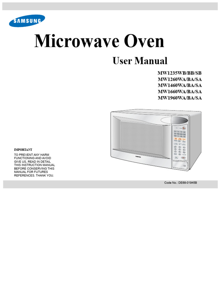 Microwave Oven User Manual | PDF | Oven | Electrical Connector