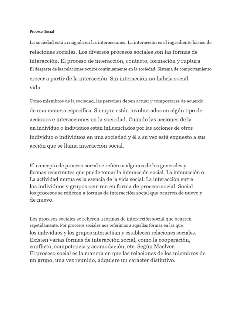 Procesos Sociales y su Interacción | PDF