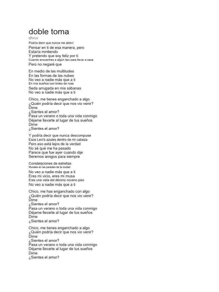 Letra de "Double Take" de Dhruv | PDF