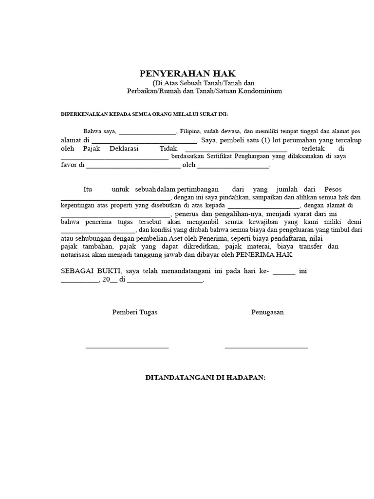 Contoh Penugasan Hak | PDF