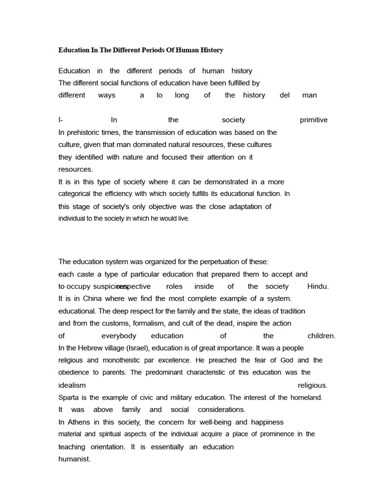 Education Through Historical Periods | PDF