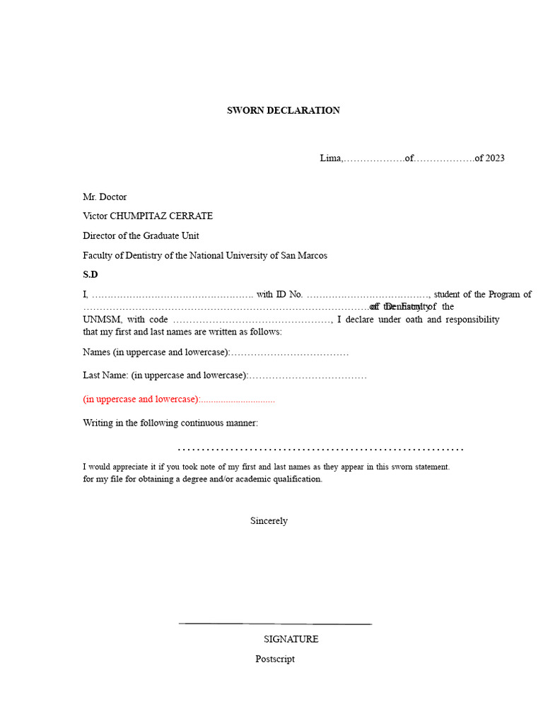 Affidavit of Names and Surnames | PDF