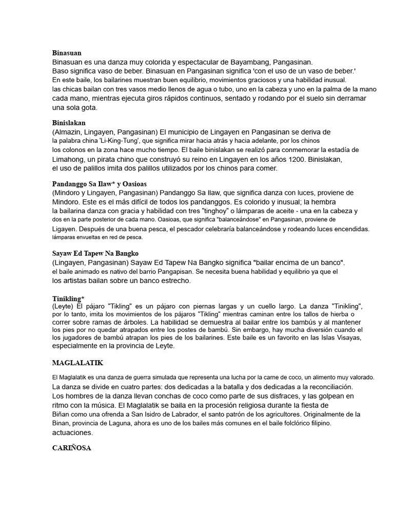 Danzas Folclóricas Filipinas | PDF | Bailes | Las artes escénicas