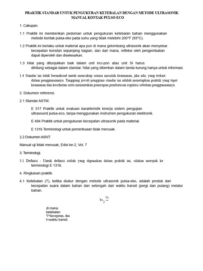 Pengukuran Ketebalan Ultrasonik Pulsa-Eko | PDF
