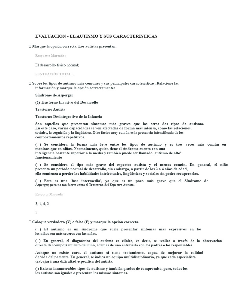 Características del Autismo y Tipos | PDF | Autismo | Síndrome de Asperger