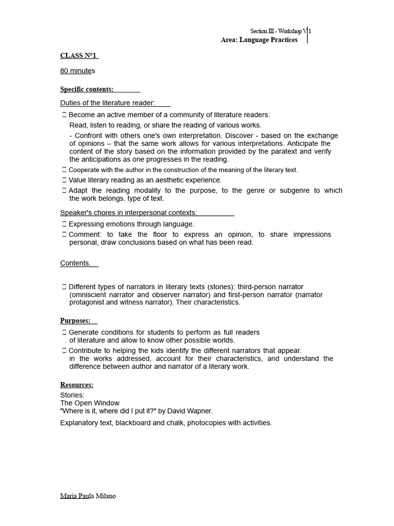 Literature Reading Workshop Activities | PDF | Narrative | Narration