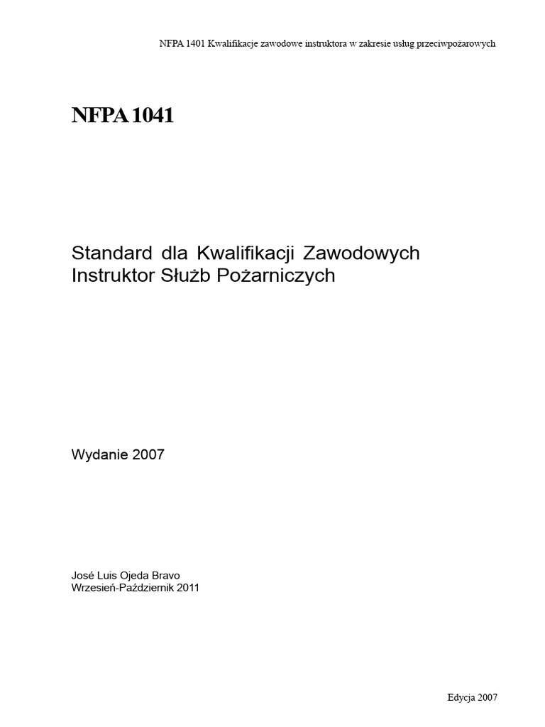 NFPA 1041 Instruktor I Hiszpański | PDF
