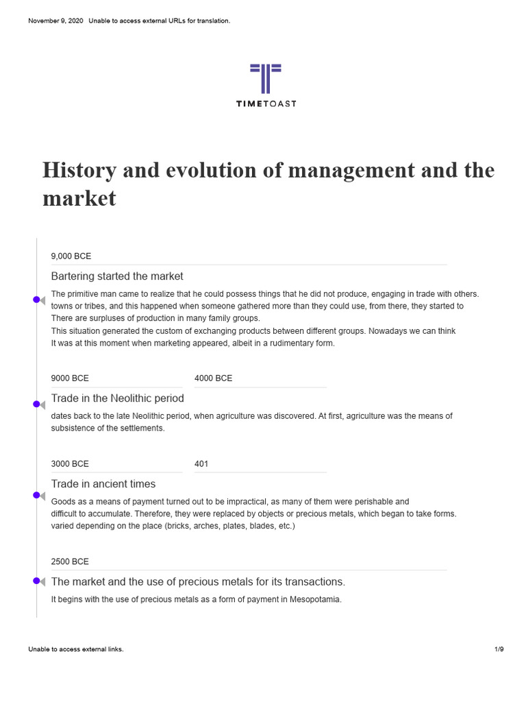 History of Management and Market Evolution | PDF | Trade | Market ...