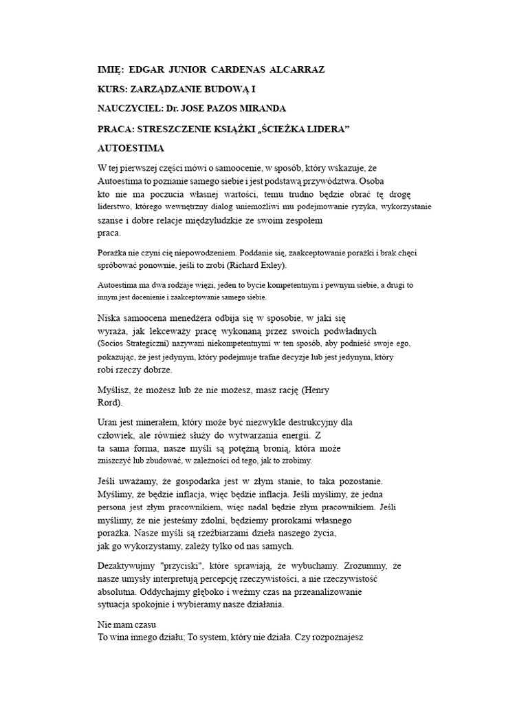 Analiza Książki "Droga Lidera" | PDF