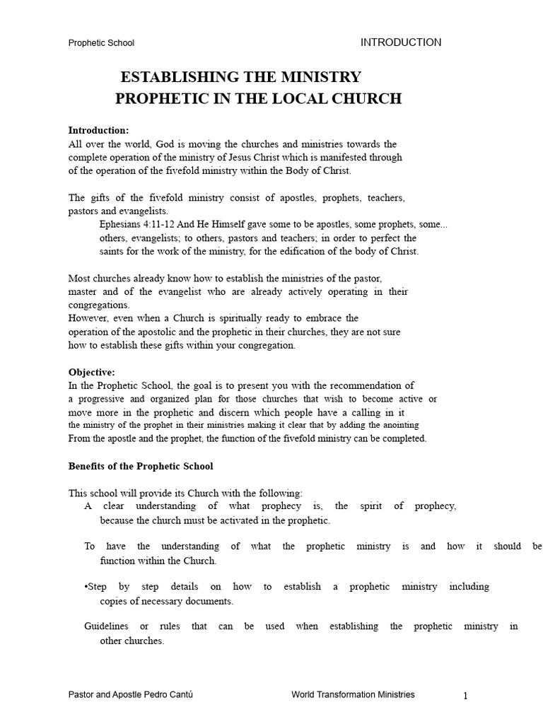 Lesson 01 Introduction To The Prophetic School | PDF | Spiritual Gift ...