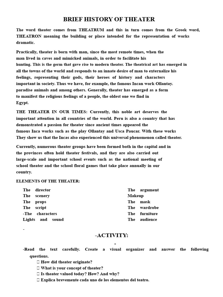 Brief History of The Theater | PDF | Theatre