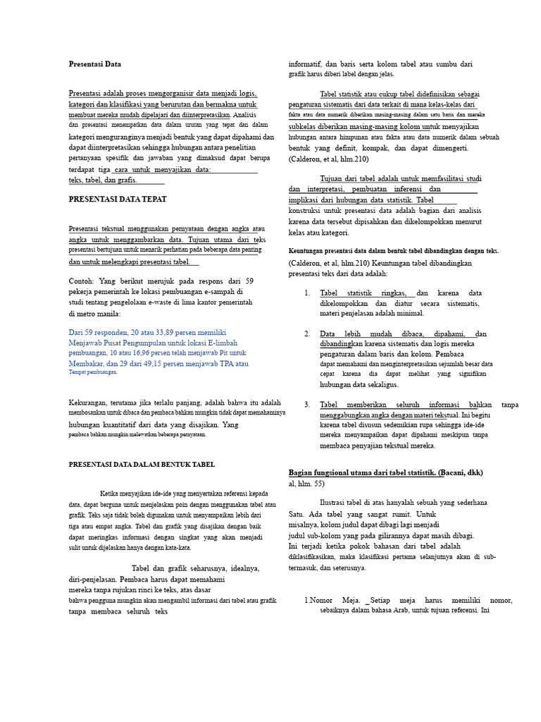 Cara Efektif Menyajikan Data Tabel | PDF