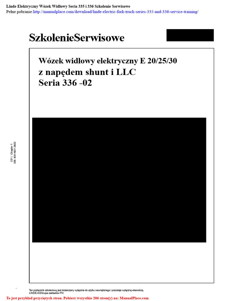 Seria Wózków Widłowych Elektrycznych Linde 335 I 336 - Szkolenie ...