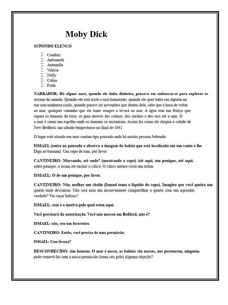 Roteiro MOVIDICK | PDF | Moby Dick