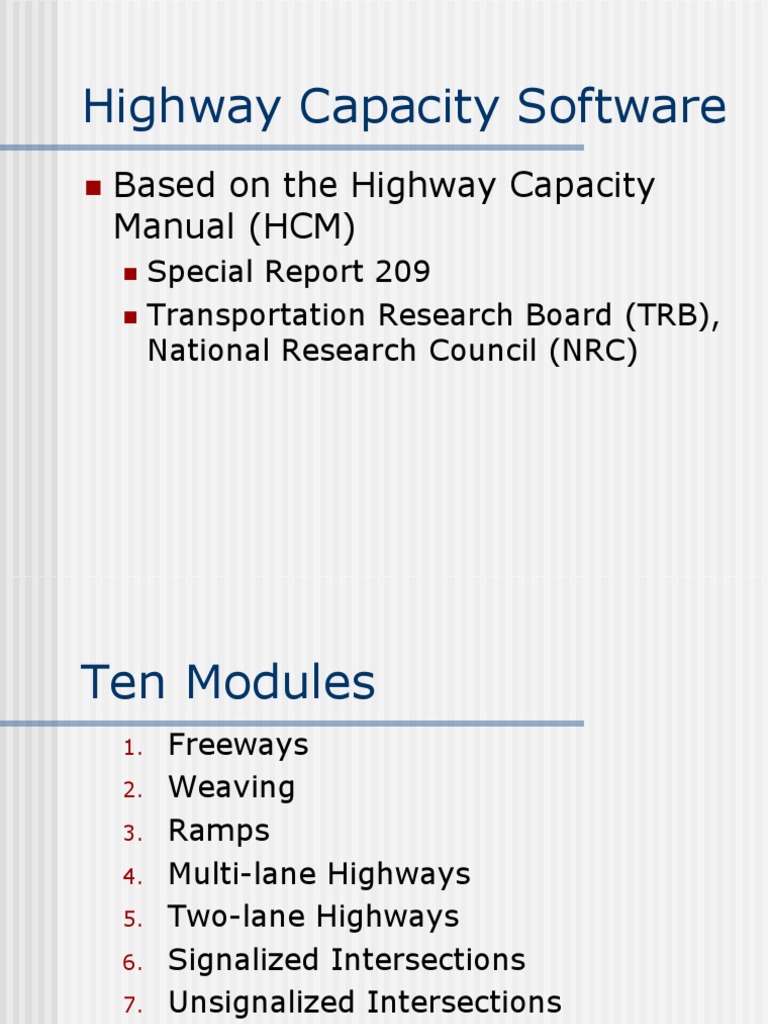 Highway Capacity Analysis Overview | PDF | Traffic | Intersection (Road)