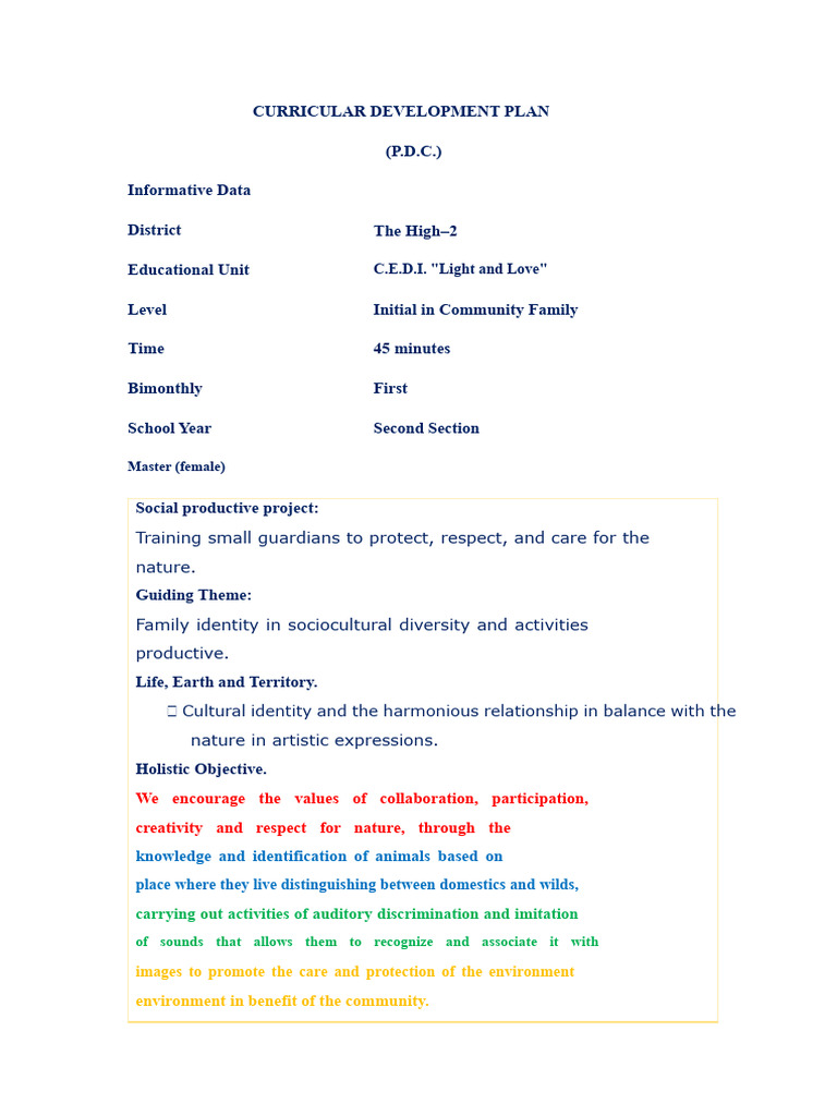 Curricular Development Plan | PDF | Nature | Cognitive Science