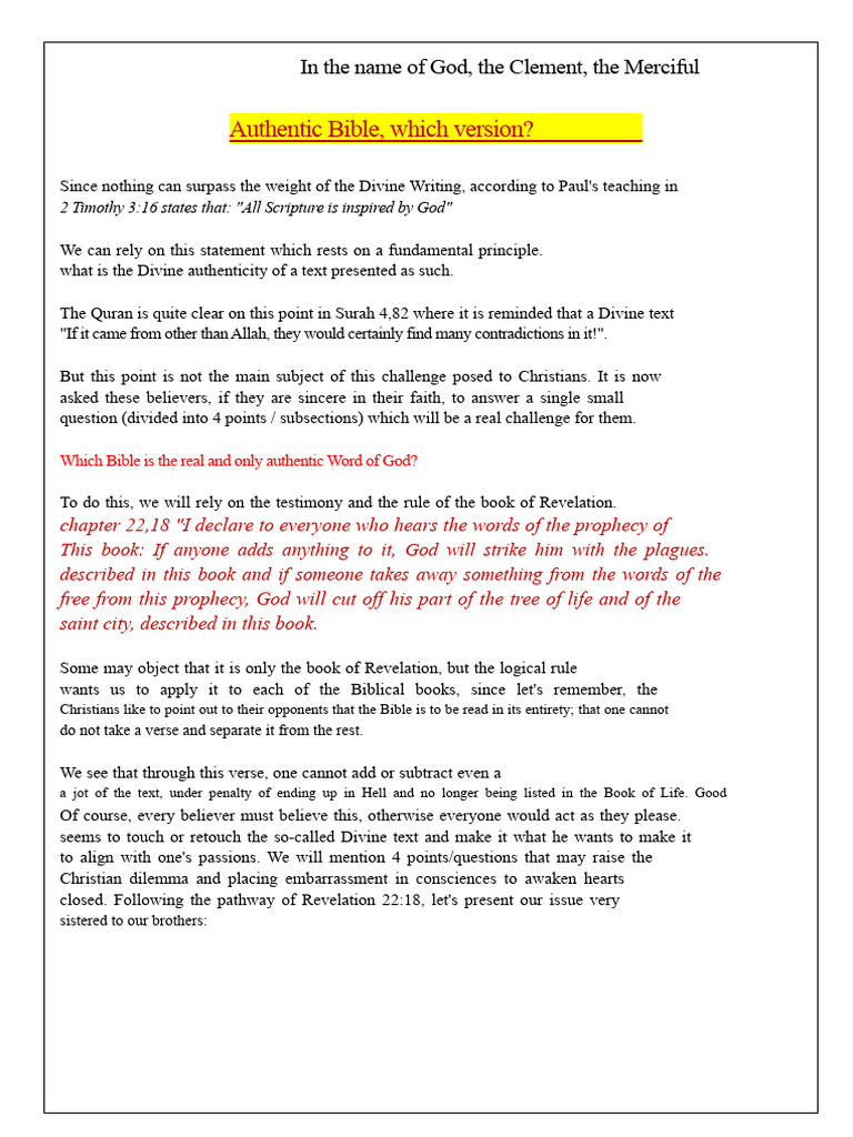 Authentic Bible which version | PDF | Septuagint | Bible