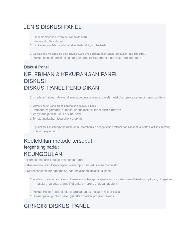Jenis Diskusi Panel | PDF