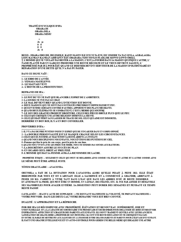 Obara Di : Enseignements d'Ifá | PDF
