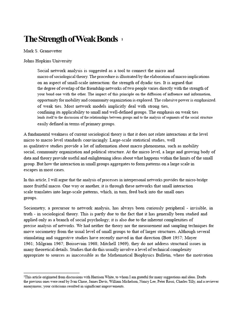The Impact of Weak Ties in Networks | PDF | Social Network | Social ...