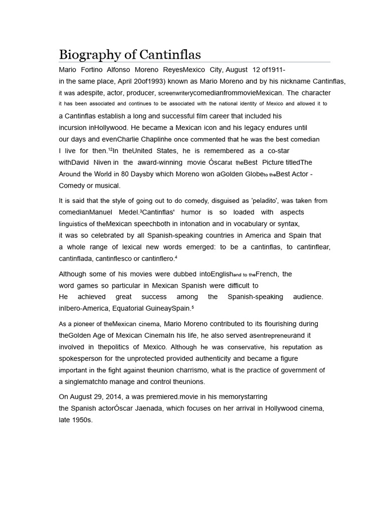 Biography of Cantinflas | PDF