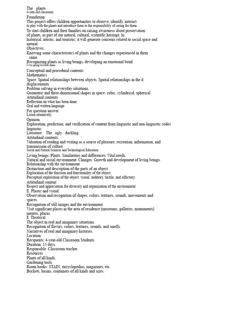 Lesson Plan: Plants For Preschool | PDF | Science | Space