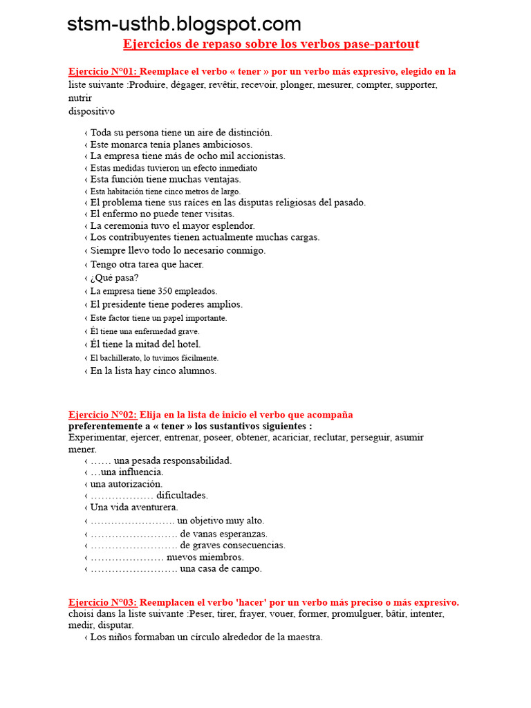 Ejercicios de R - Visión Sobre Los Verbos Pasaporte | PDF