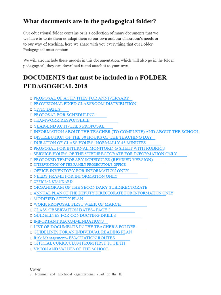 Essential Documents for Pedagogical Folder | PDF | Teachers | Learning