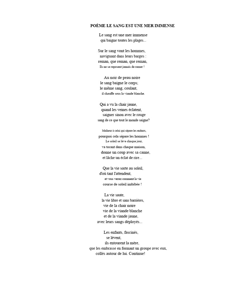 Poème sur le sang et la vie humaine | PDF