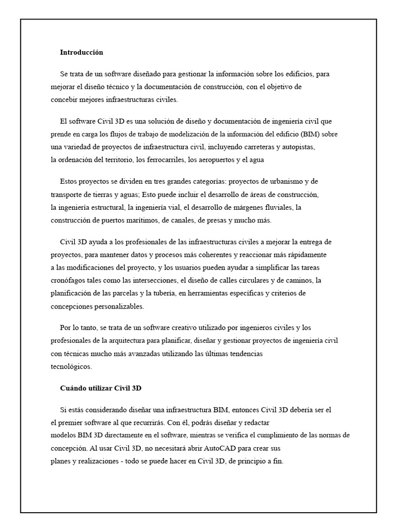 Software Civil 3D para Infraestructura Civil | PDF | Ingeniero civil ...