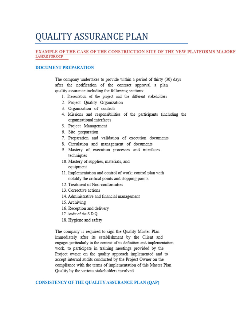 Quality Assurance Plan for Construction Site | PDF | Internal Control ...