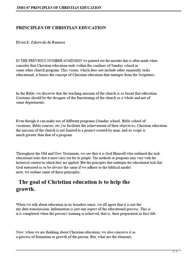 Key Principles of Christian Education | PDF | Disciple (Christianity ...