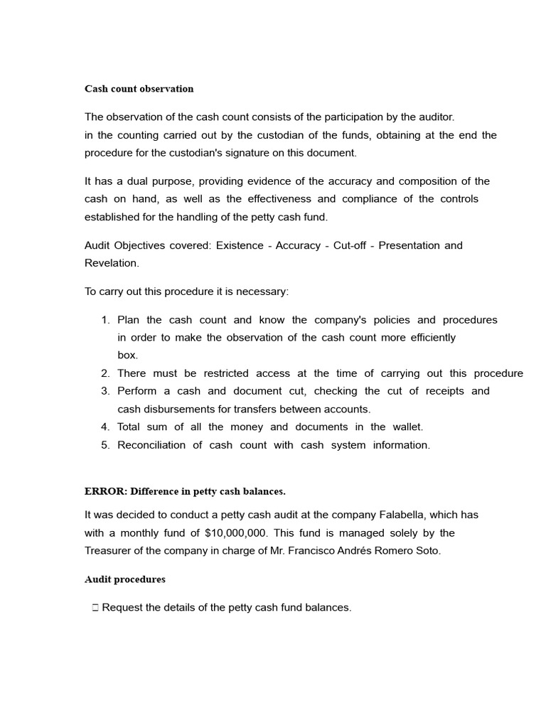 Cash Register Audit Observation | PDF