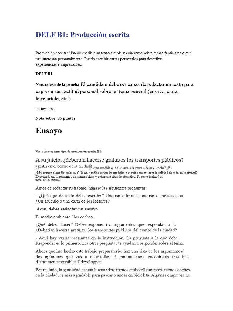 DELF B1 consejos para la producción escrita | PDF | Ensayos