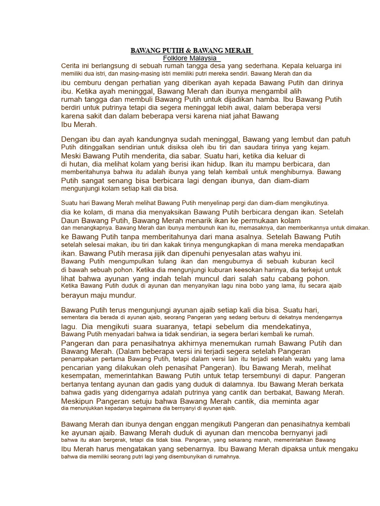 Cerita Bawang Putih dan Bawang Merah | PDF