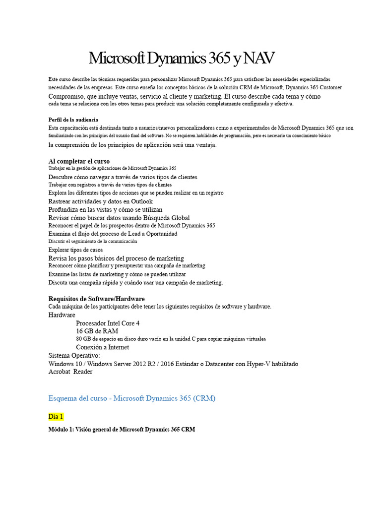 Curso de Microsoft Dynamics NAV 2017 | PDF | Microsoft | Planificación ...