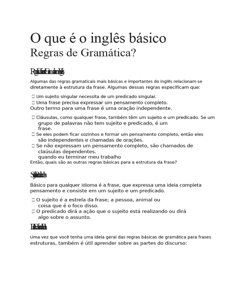 Quais são as regras básicas da gramática inglesa? | PDF | Pronome | Assunto (gramática)
