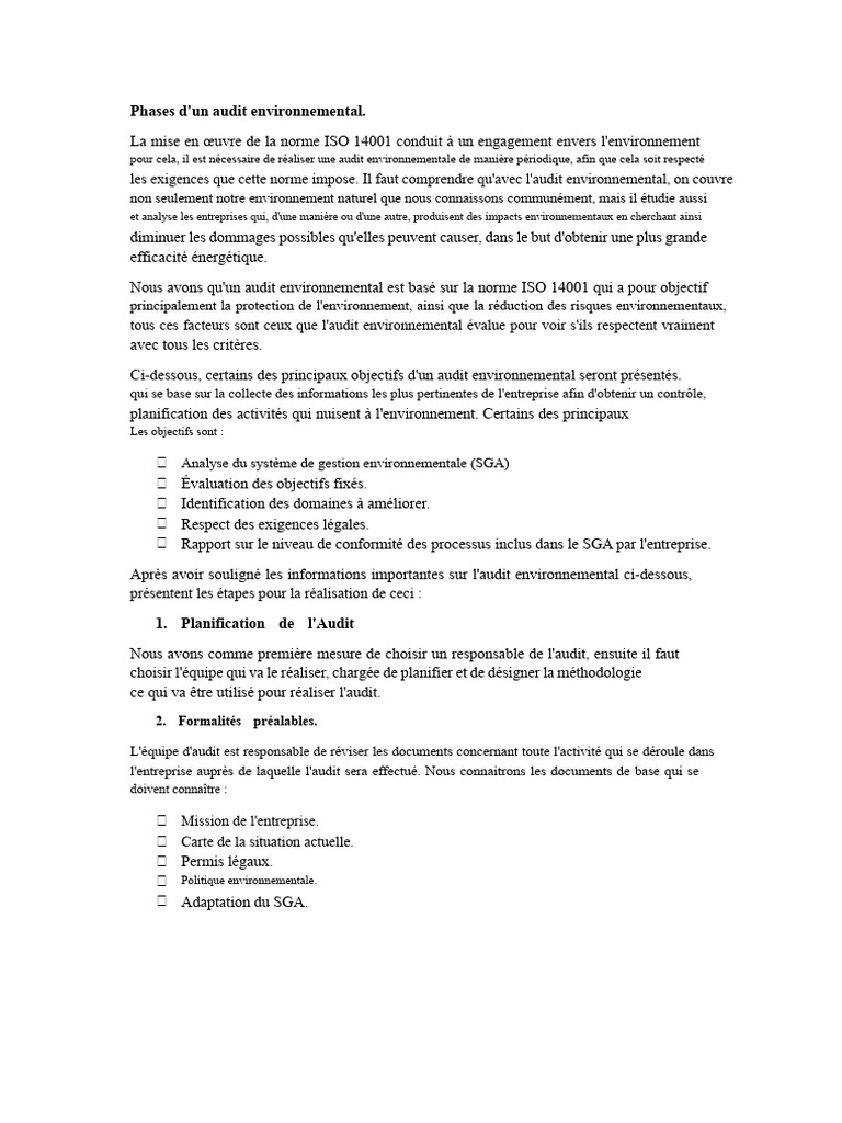Phases D'un Audit Environnemental | PDF | Audit | Environnement naturel