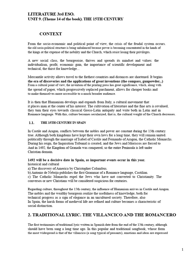 15th Century Literature Overview | PDF | Chivalric Romance | Poetry