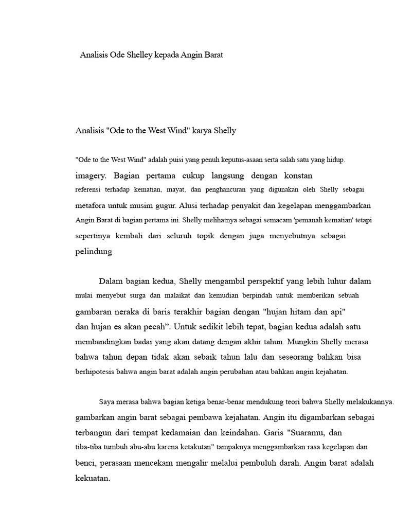 Analisis Puisi Ode Shelley Angin Barat | PDF