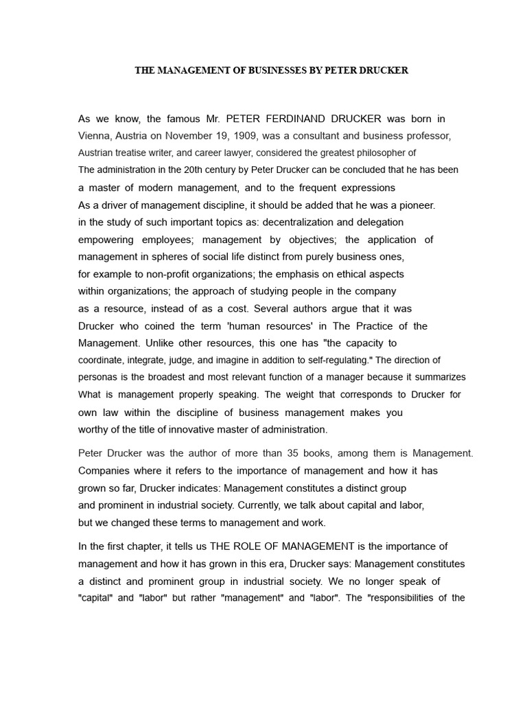 Peter Drucker's Management Philosophy | PDF