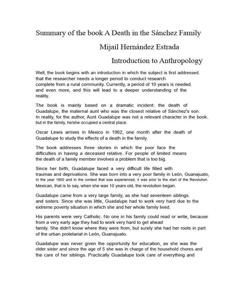 Impact of Death in the Sánchez Family | PDF