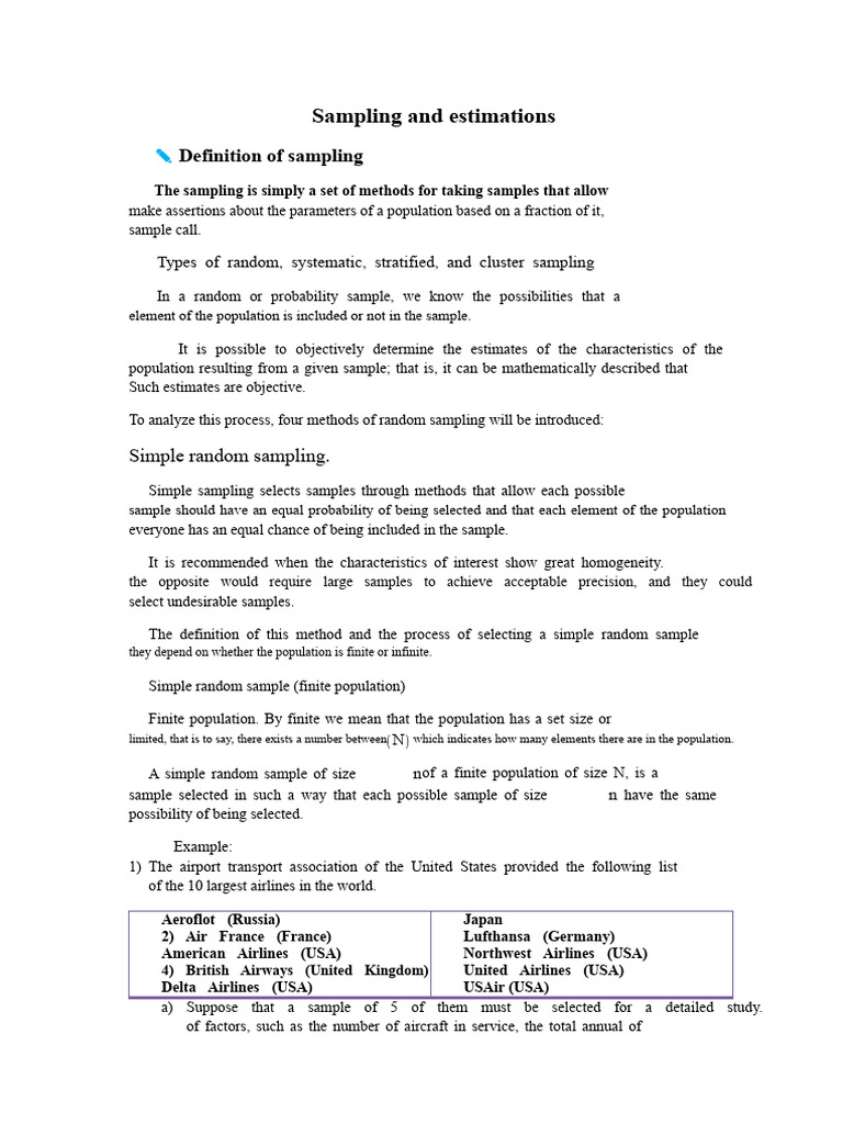 Sampling - Random, Systematic, Stratified, Cluster. | PDF | Sampling (Statistics) | Estimator