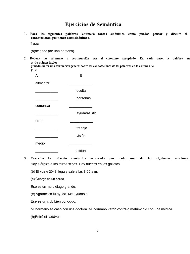 Ejercicios Prácticos de Semántica | PDF