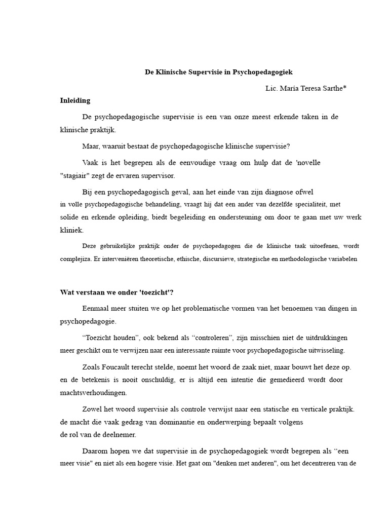 De Supervisie in Psychopedagogiek (Herzien) | PDF