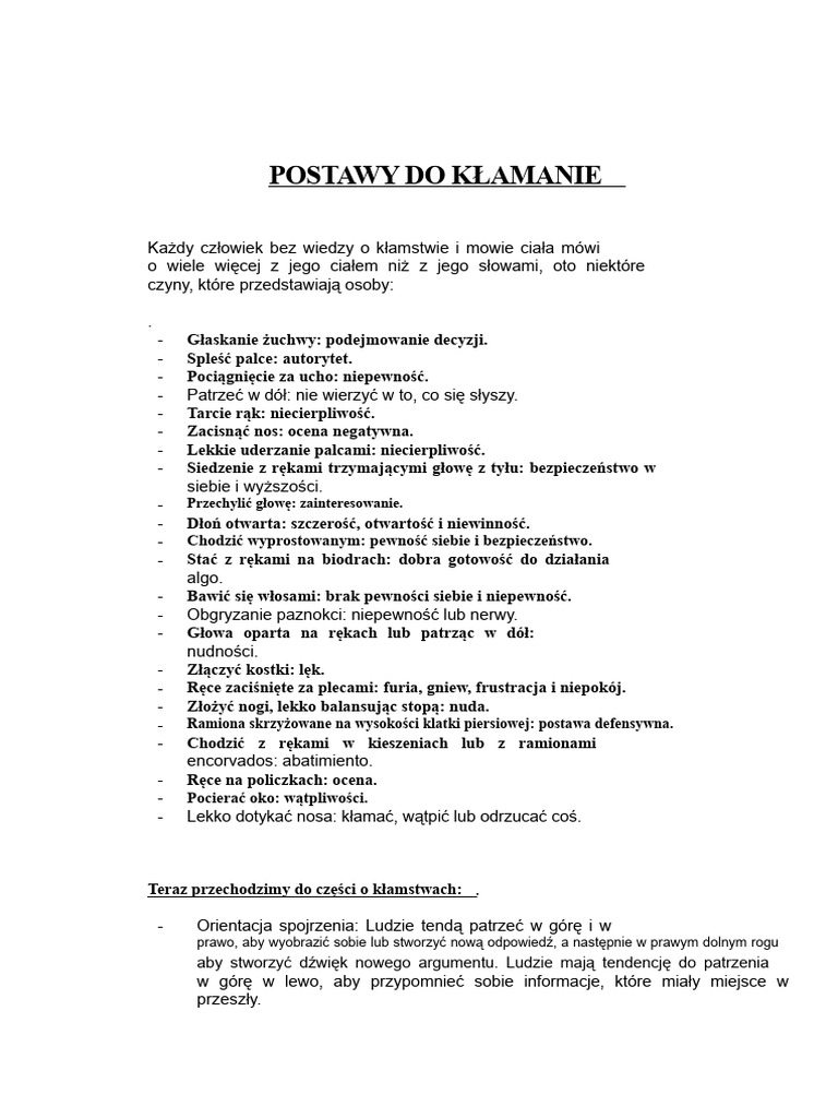 Postawy Do Kłamania | PDF